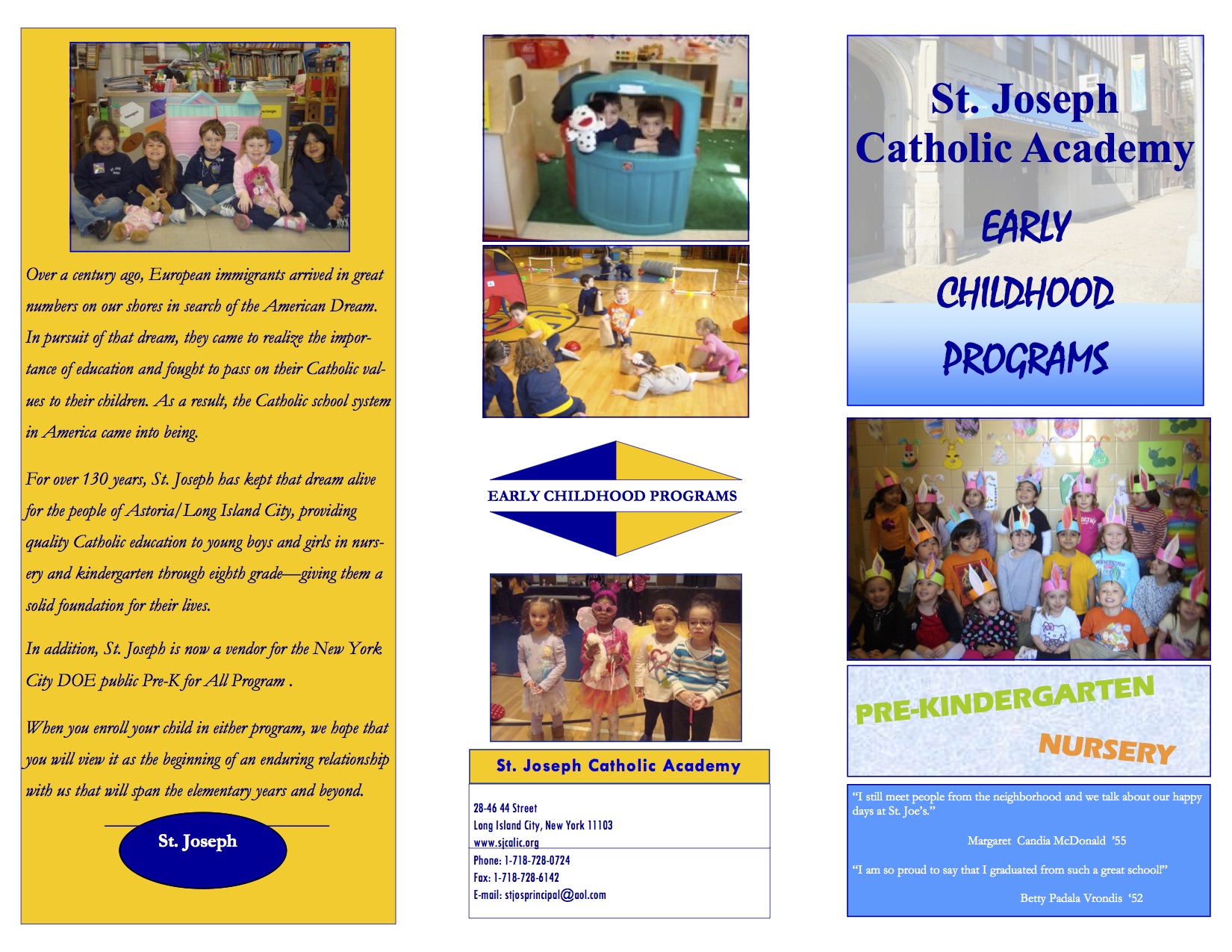 Early Childhood Programs - St. Joseph Catholic Academy
