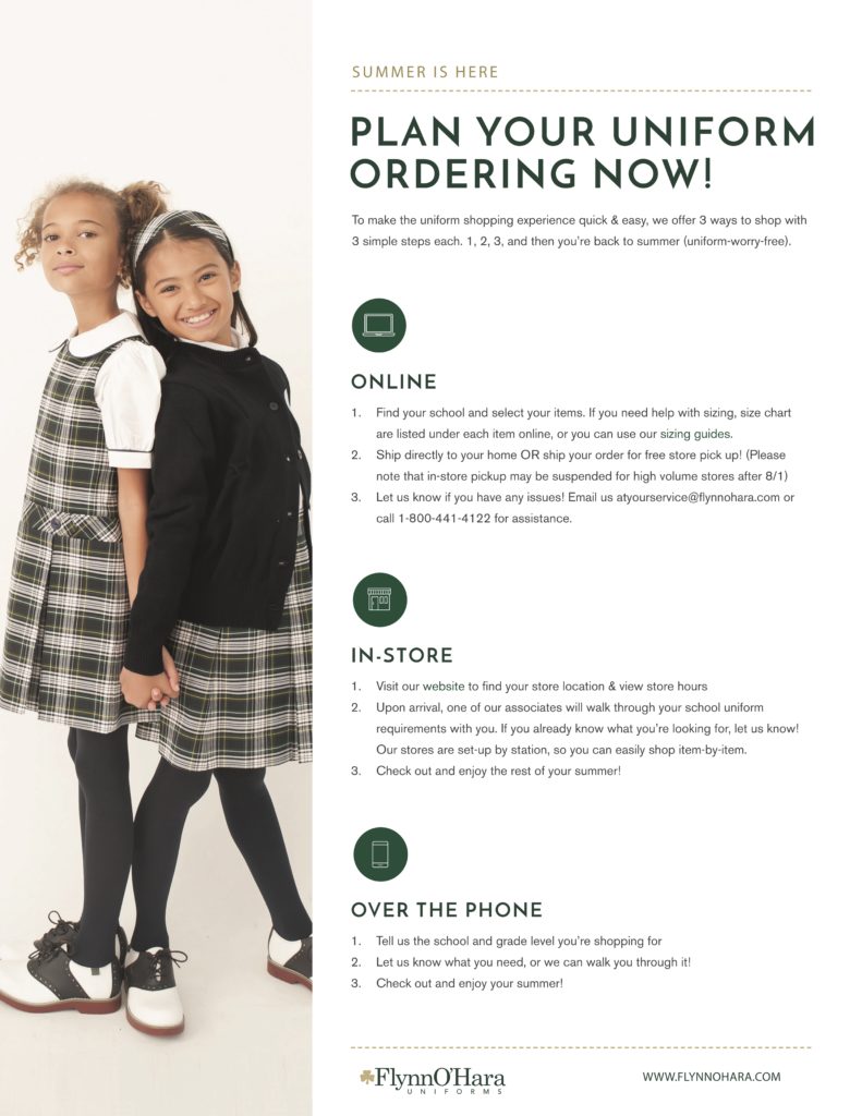 Plan Your Uniform Ordering Now! - St. Joseph Catholic Academy