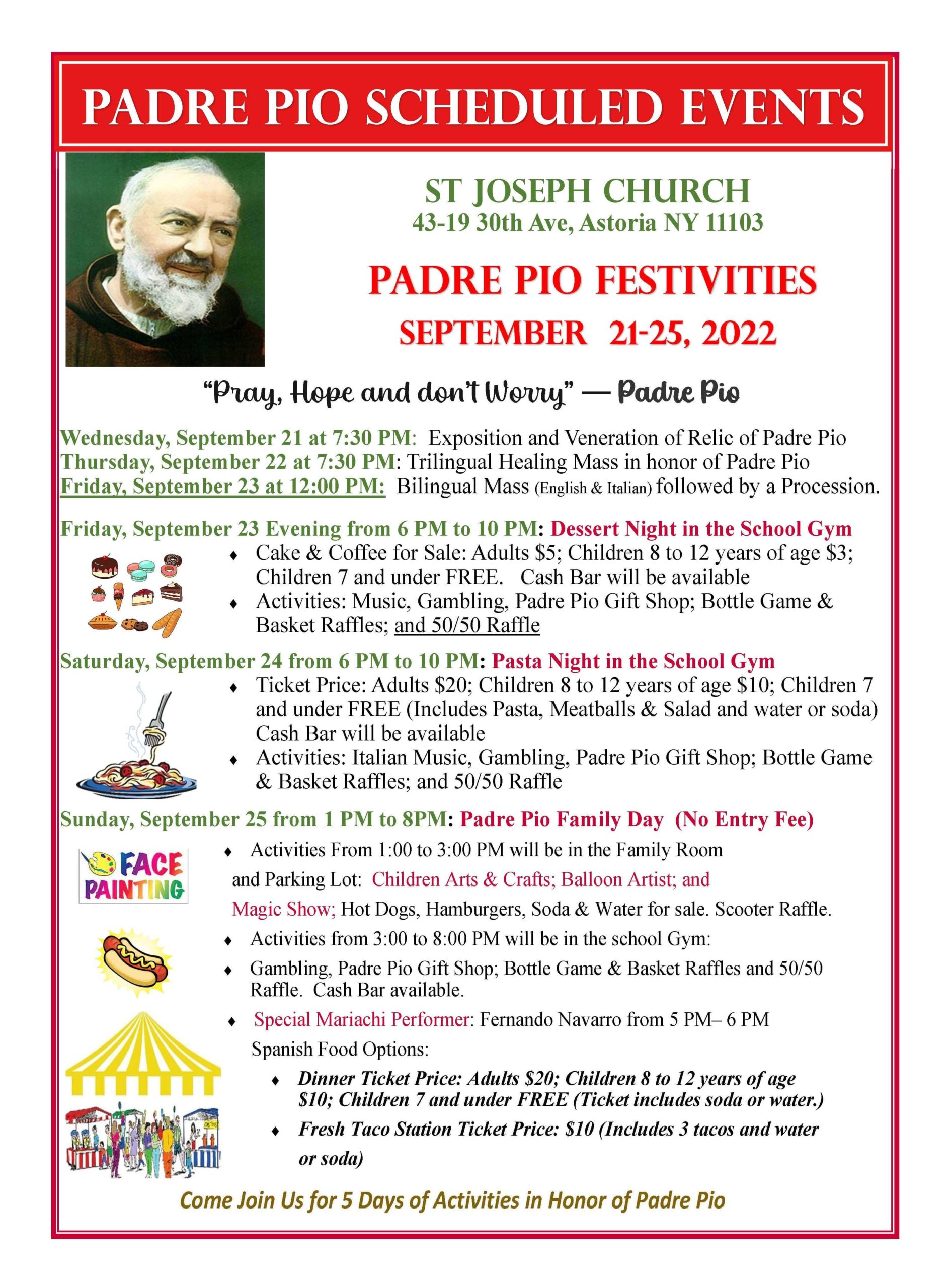 Padre Pio Festivities - St. Joseph Catholic Academy